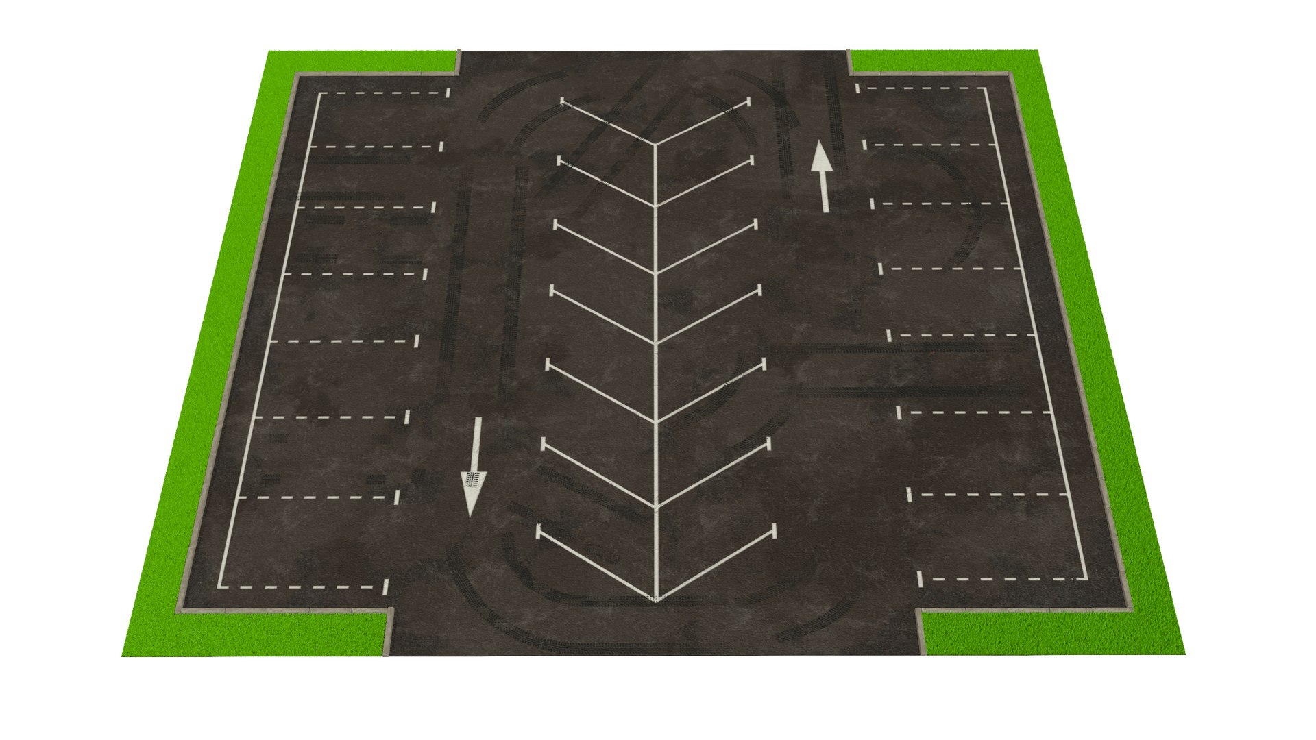 3D Empty Street Parking 26 Lots Old Fur Model - TurboSquid 2250643