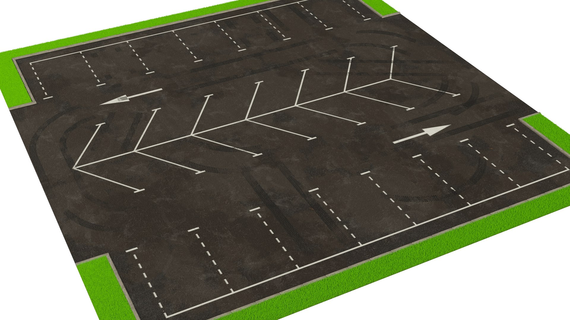 3D Empty Street Parking 26 Lots Old Fur Model - TurboSquid 2250643