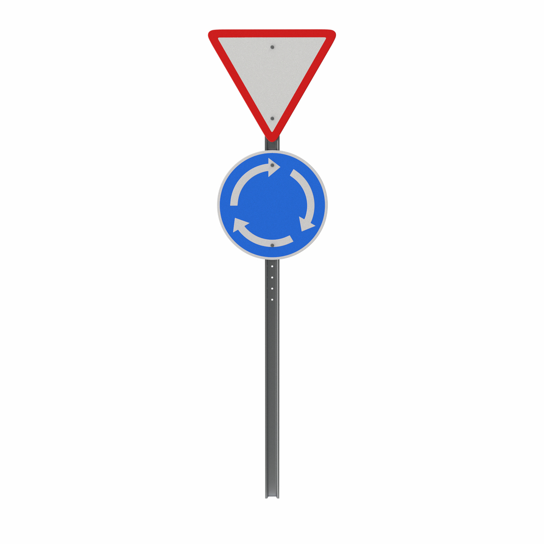 3D Model Give Way And Roundabout Road Sign - TurboSquid 2039736