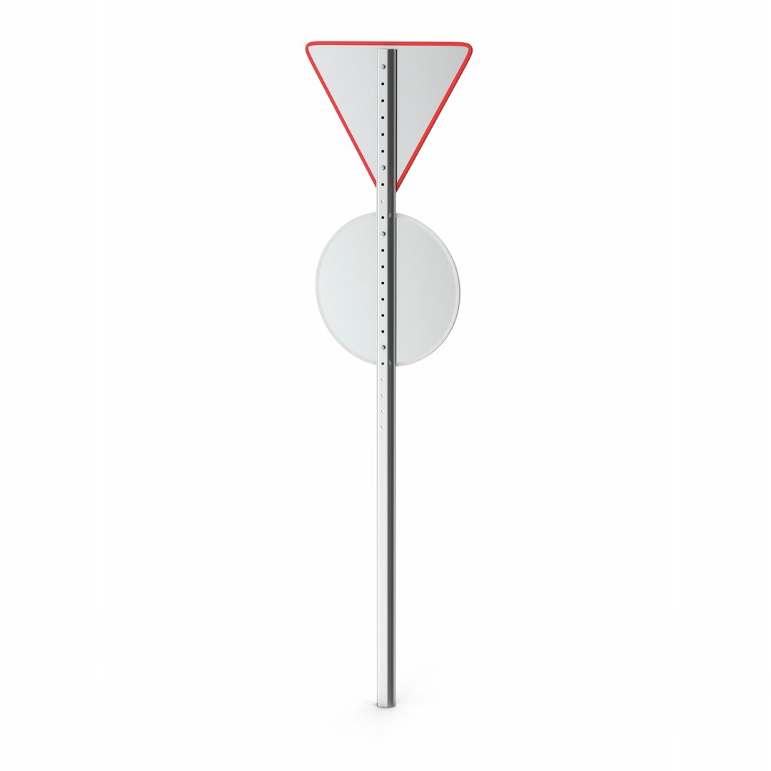 3D Model Give Way And Roundabout Road Sign - TurboSquid 2039736