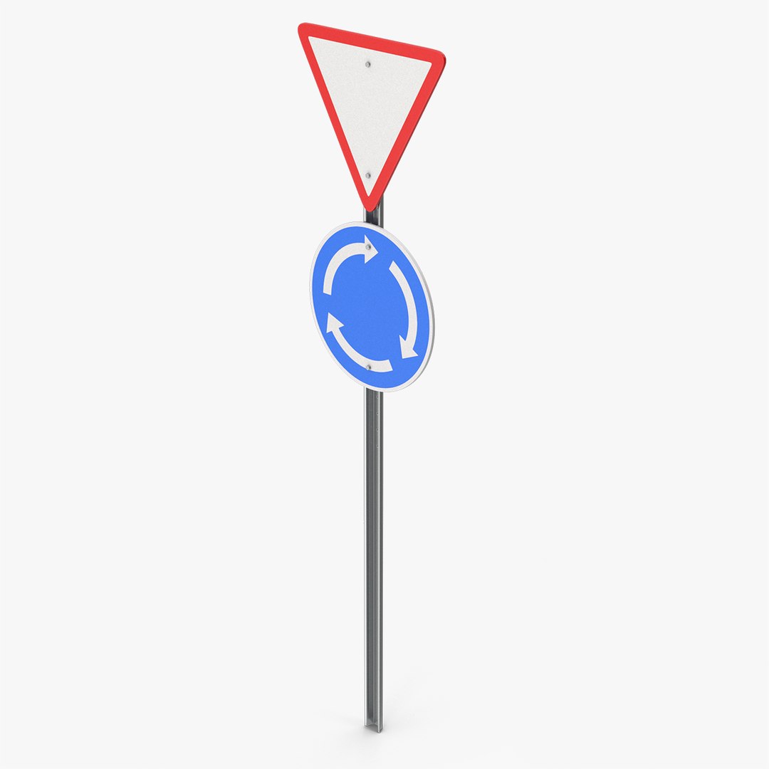 3D model Give Way And Roundabout Road Sign - TurboSquid 2039736