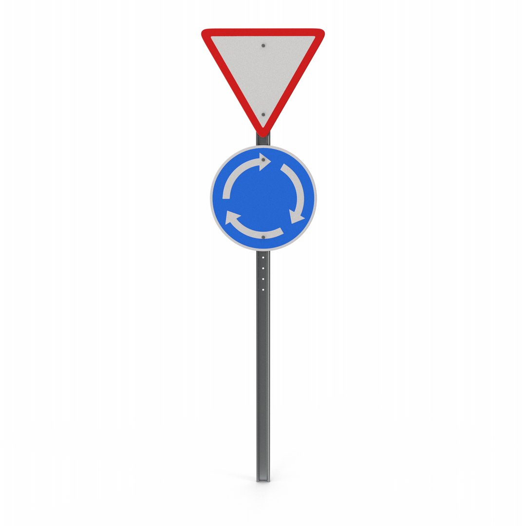 3D Model Give Way And Roundabout Road Sign - TurboSquid 2039736