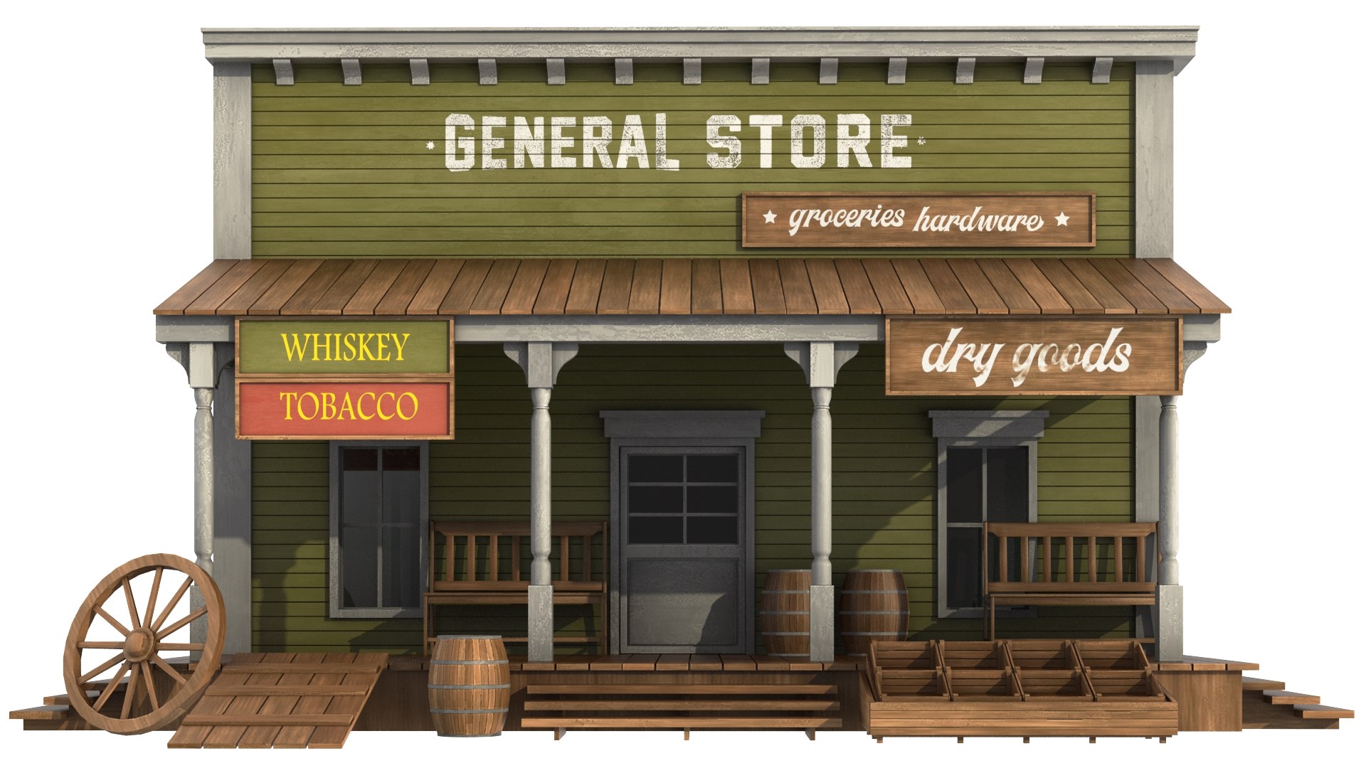 3D Detailed Western General Store - TurboSquid 2165463