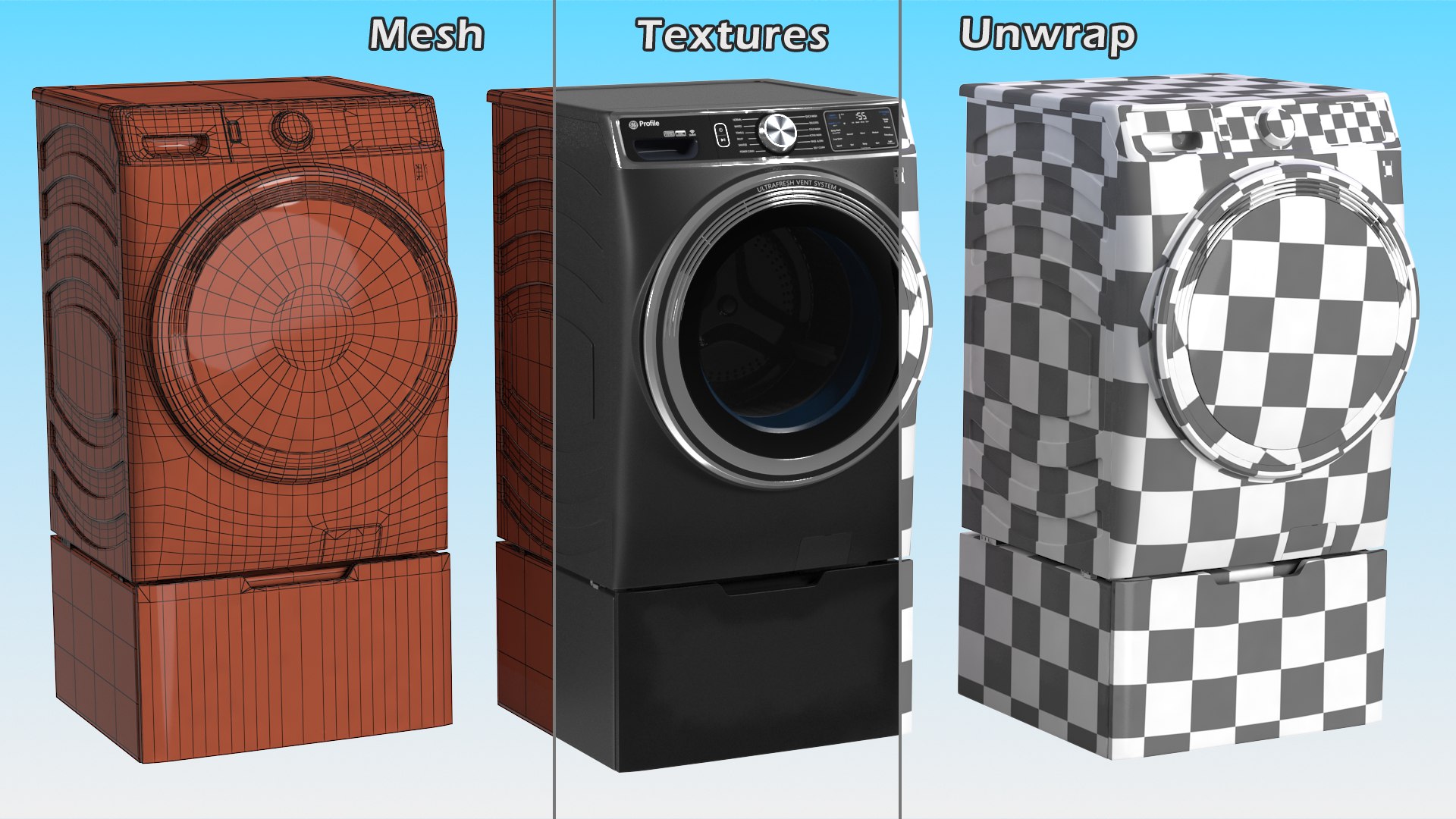 3D Profile Washing Machine Black - TurboSquid 2178980