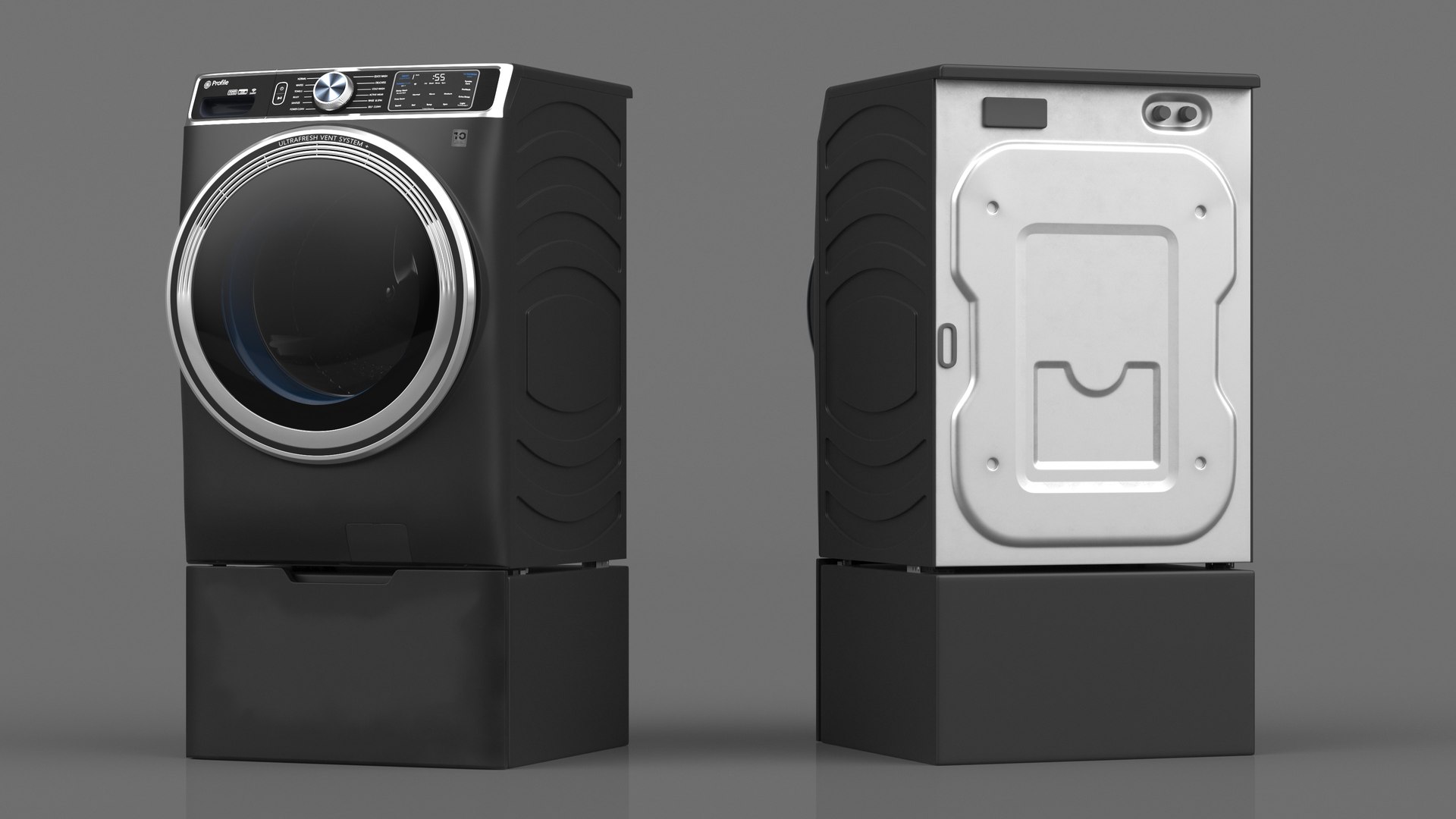 3D Profile Washing Machine Black - TurboSquid 2178980