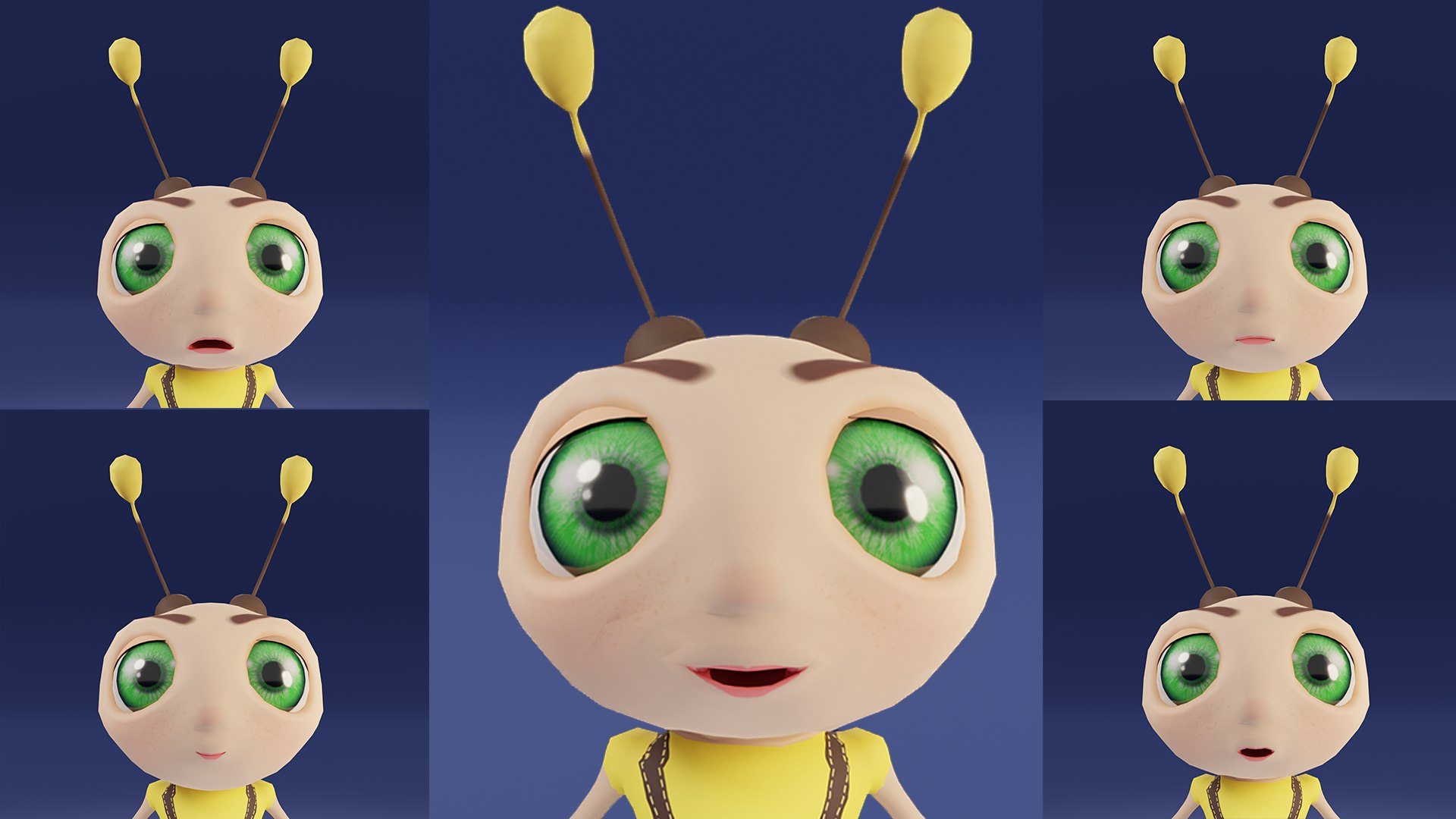 3D Model Bee Cute Cartoon Character - TurboSquid 2001166