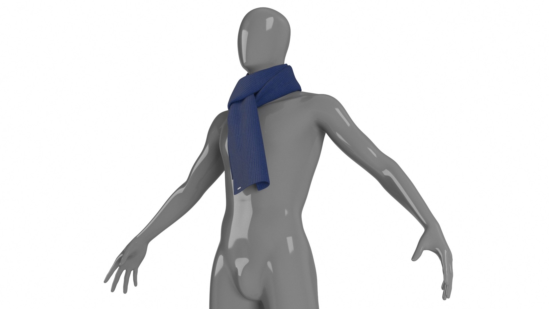 3D Mens Scarf Tie Slip Knot Blue - TurboSquid 2243925