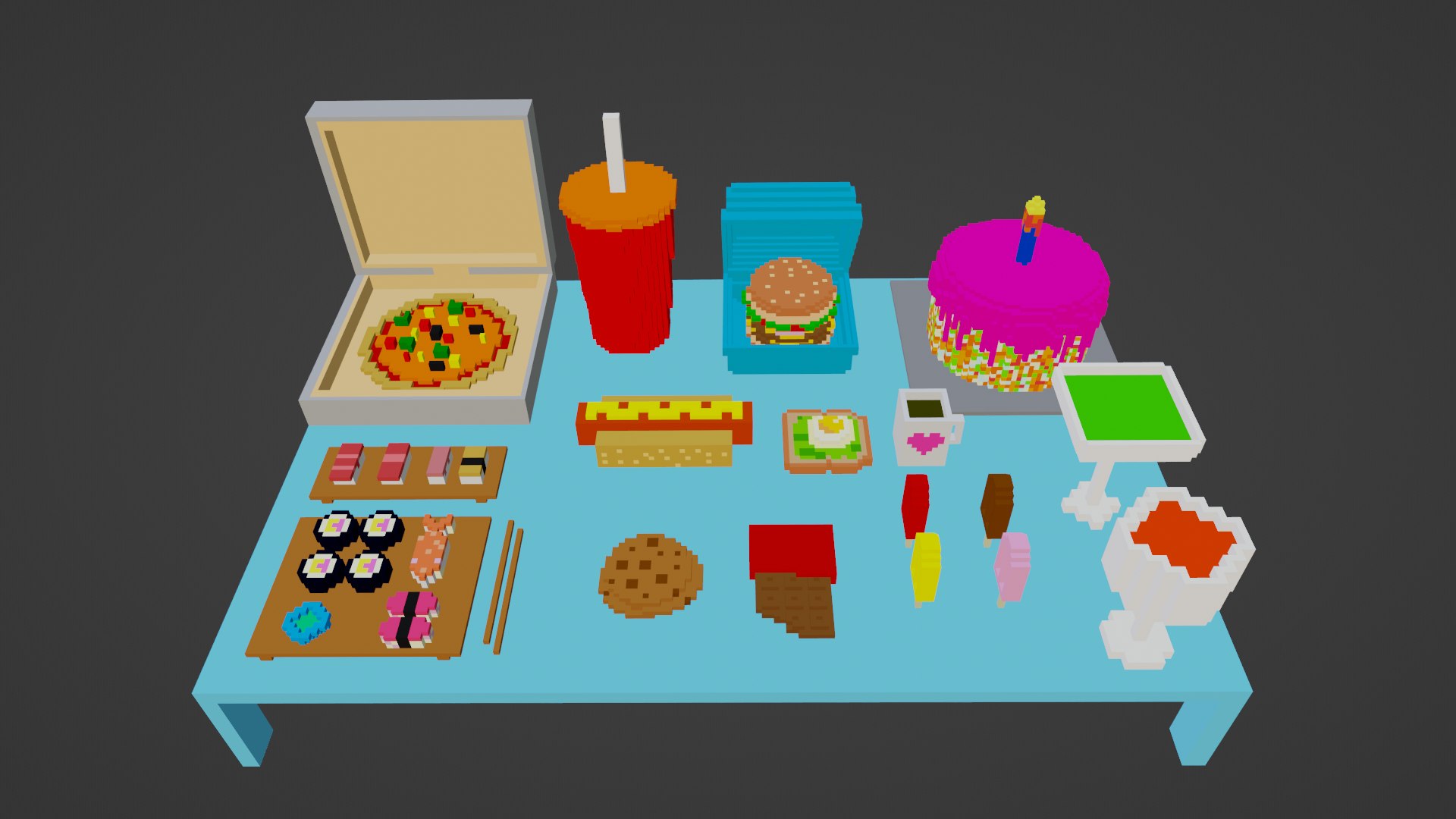 Voxel Fast Food Pack 3D Model - TurboSquid 2060296