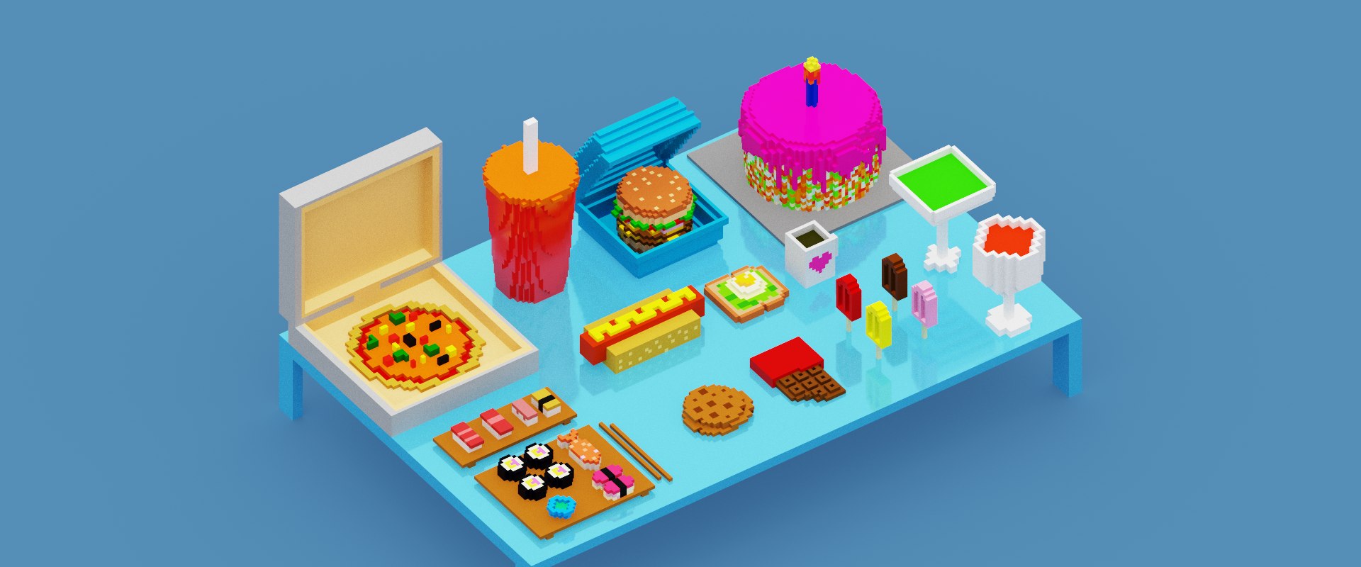 Voxel Fast Food Pack 3D Model - TurboSquid 2060296