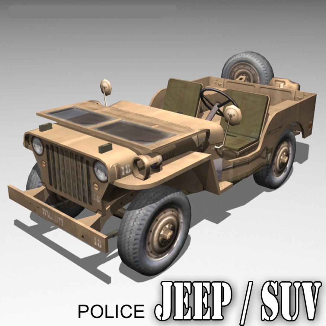 3d israel police willys jeep