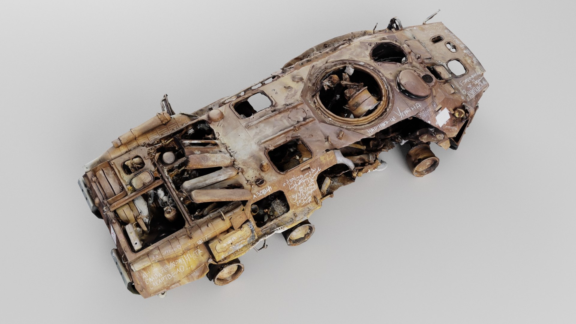 Destroyed BTR-80 Wheeled Amphibious Armoured Personnel Carrier 3D Model ...