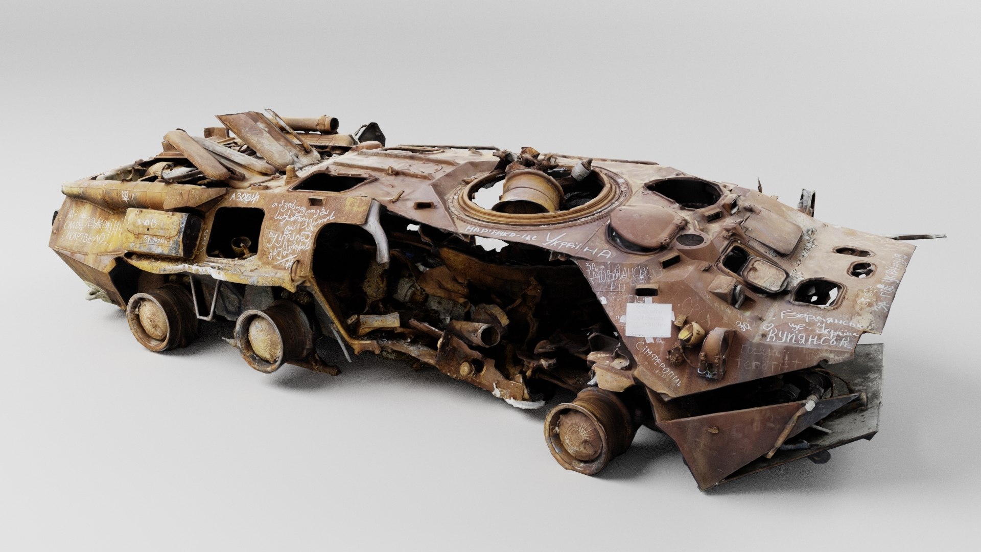 Destroyed BTR-80 Wheeled Amphibious Armoured Personnel Carrier 3D Model ...