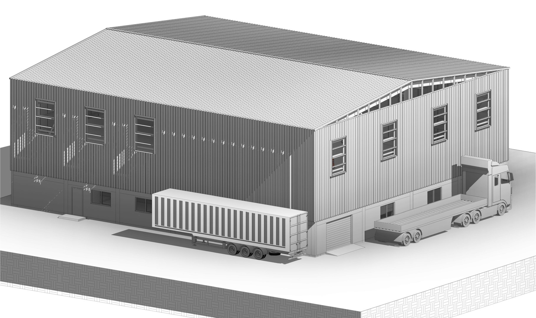 Warehouse G Plus M Steel Structure With Concrete Substructure 3D Model - TurboSquid 2001524
