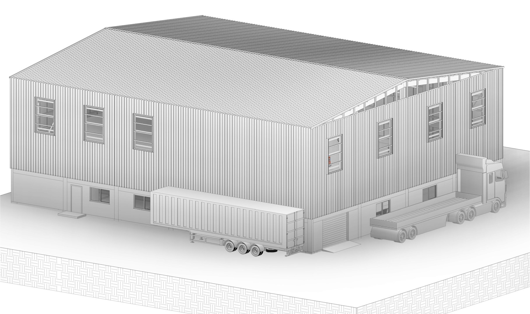 Warehouse G Plus M Steel Structure With Concrete Substructure 3D Model ...
