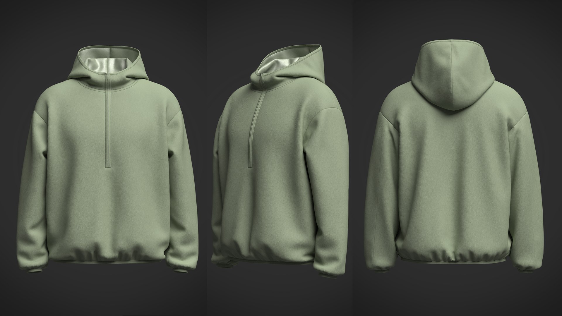 3D Men Half Zip Oversized Jacket 3D Model - TurboSquid 2253500