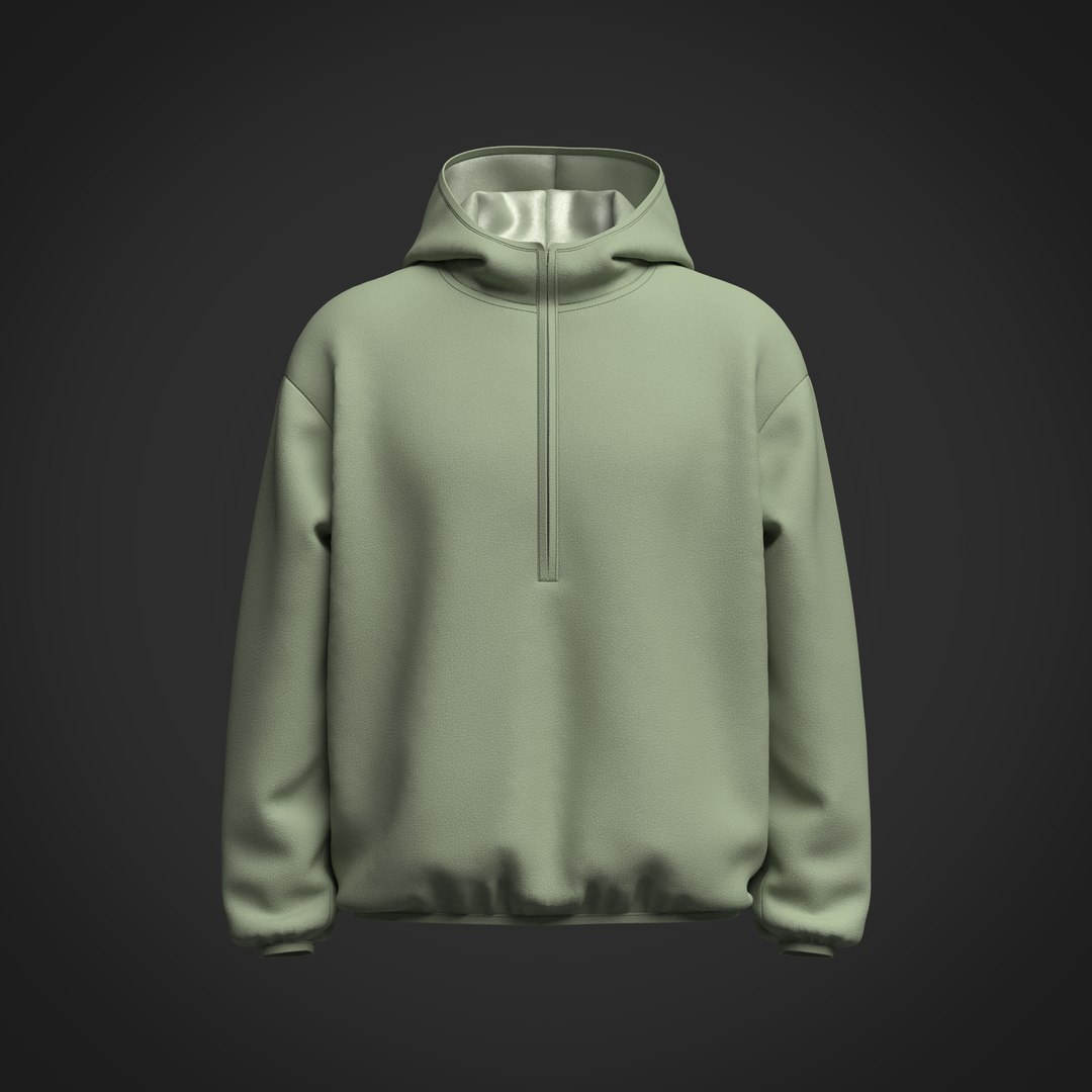 3D Men Half Zip Oversized Jacket 3D Model - TurboSquid 2253500