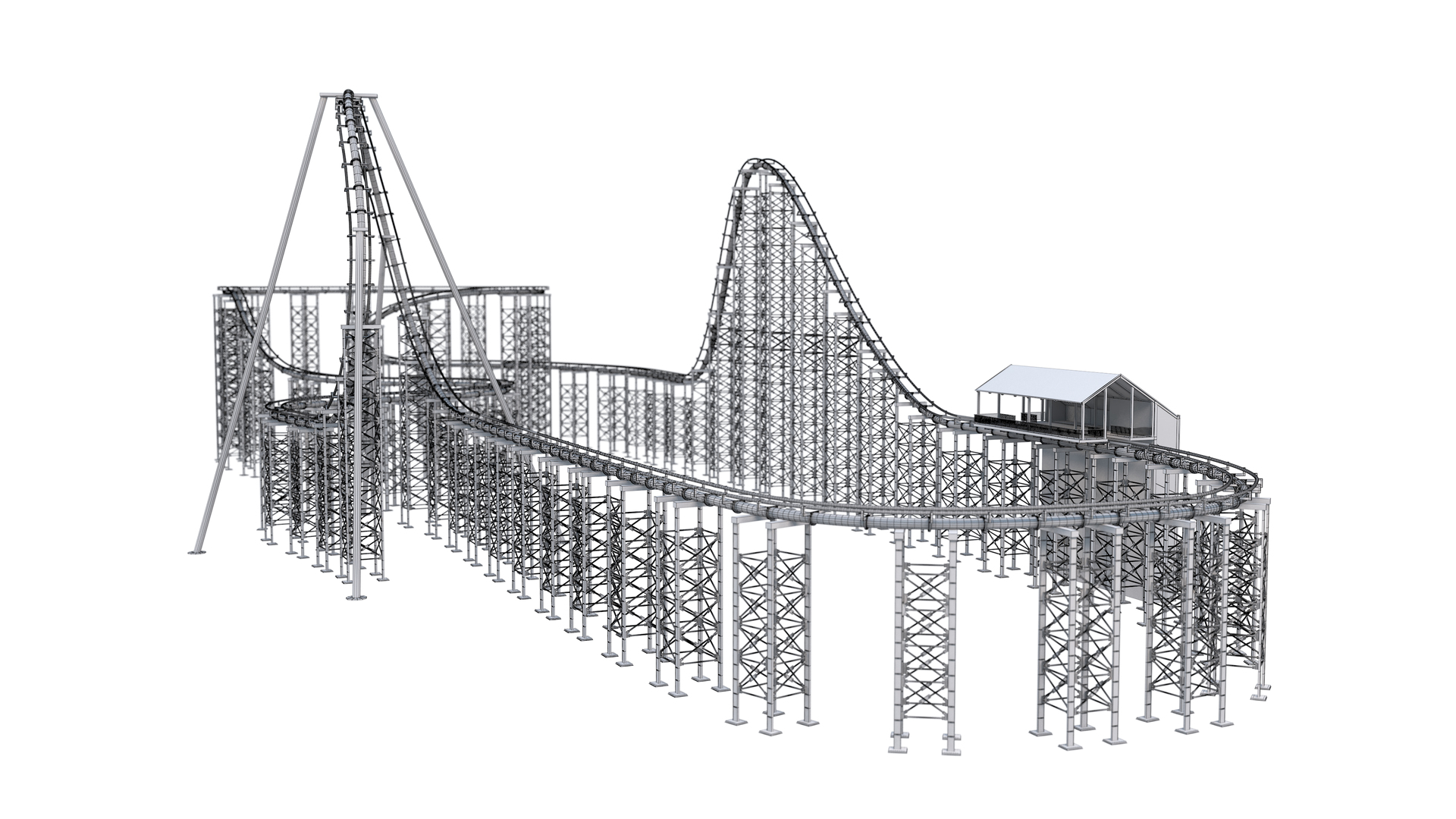 Roller Coaster Track and Train 3D model - TurboSquid 1812592