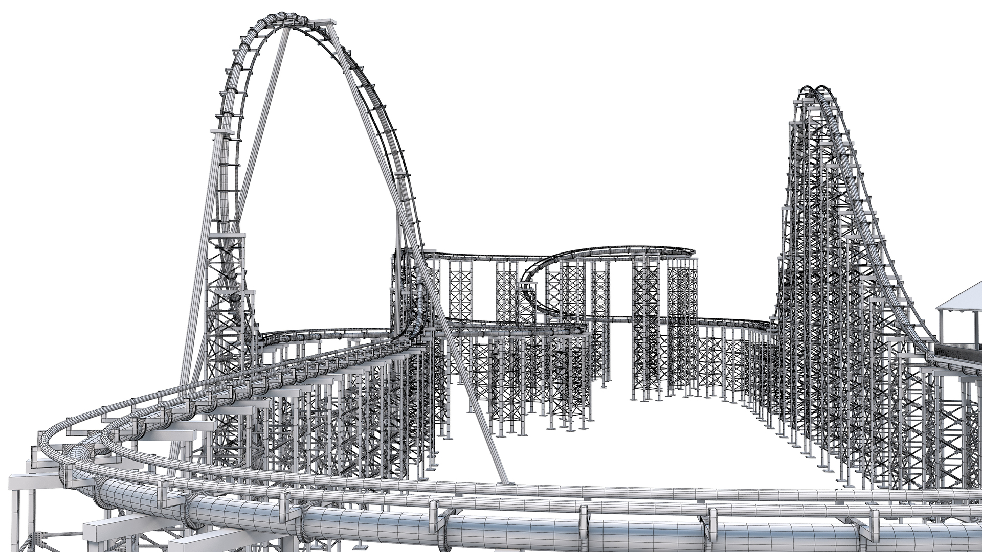 Roller Coaster Track and Train 3D model - TurboSquid 1812592