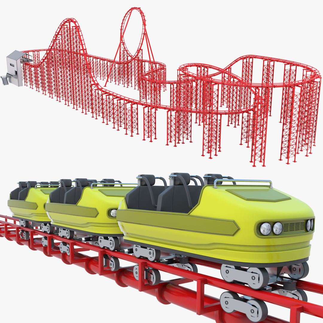 Roller Coaster Track and Train 3D model - TurboSquid 1812592