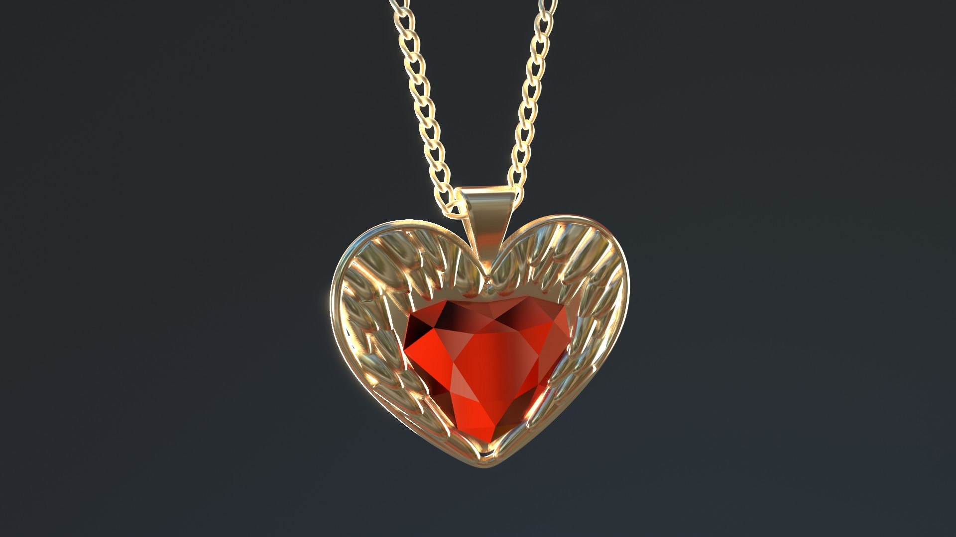 Ruby Heart Dimond Locket 3D - TurboSquid 1901360