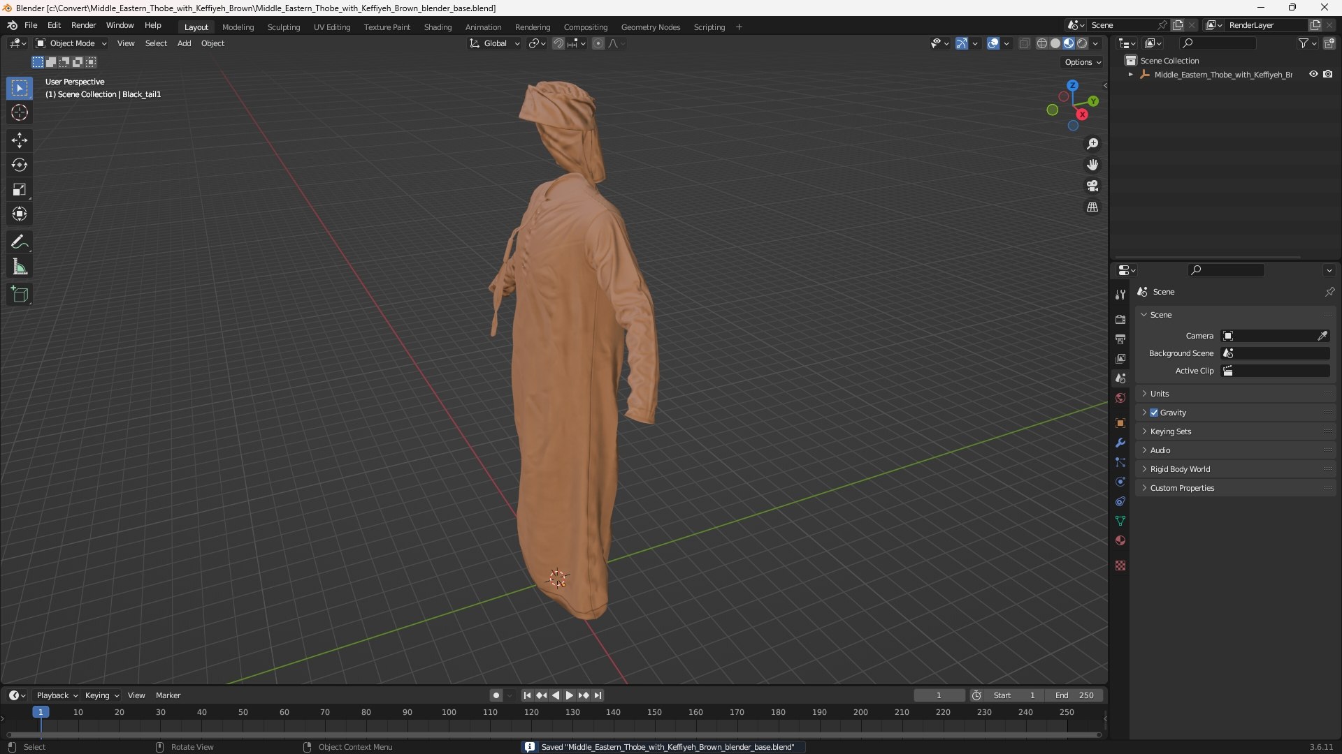 3D Middle Eastern Thobe With Keffiyeh Brown Model - TurboSquid 2447651