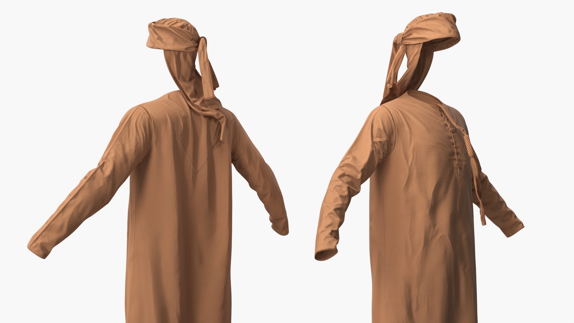 3D Middle Eastern Thobe With Keffiyeh Brown Model - TurboSquid 2447651