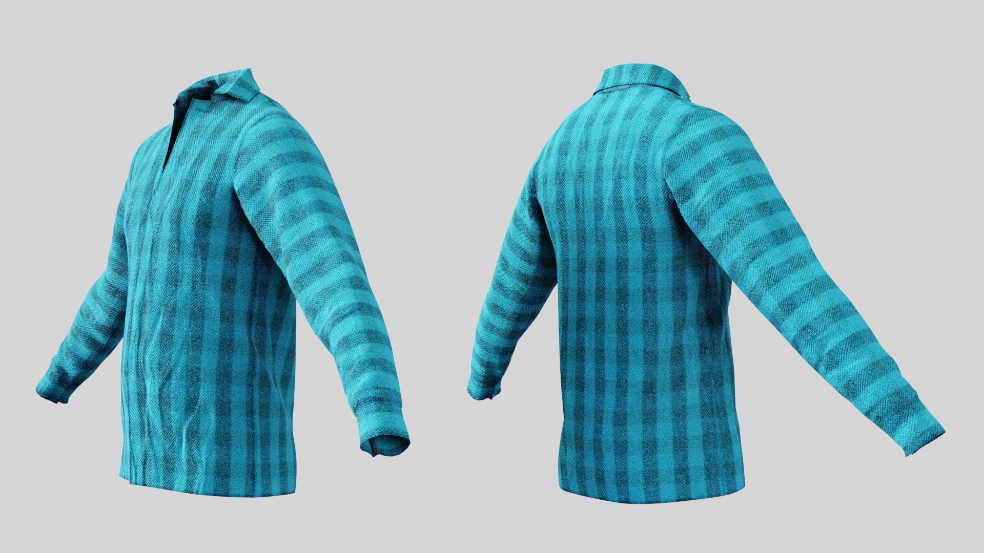 Male Shirt 01 Cyan Fannel Checkered 3D Model - TurboSquid 2407385