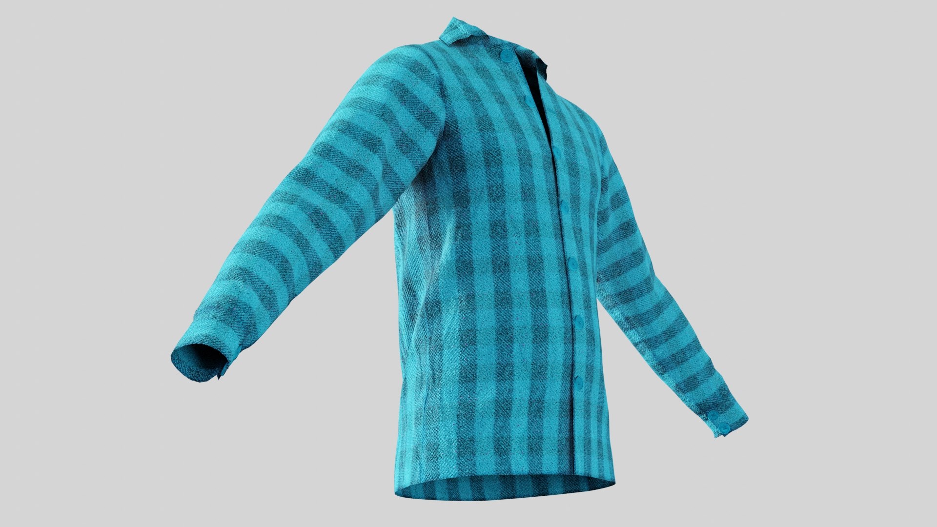 Male Shirt 01 Cyan Fannel Checkered 3D Model - TurboSquid 2407385