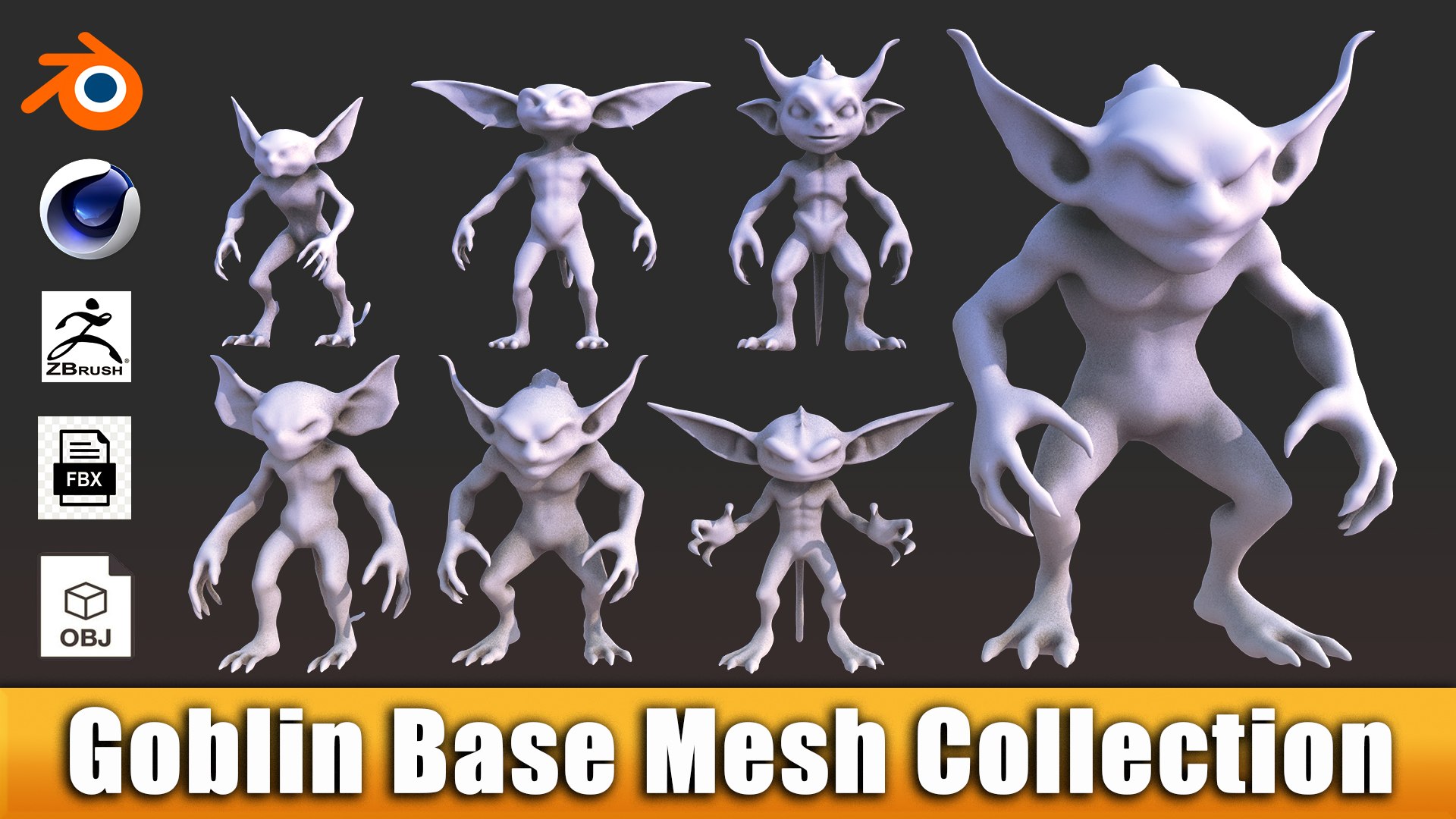 Goblin Character Base Mesh Set 3D Model - TurboSquid 2290996