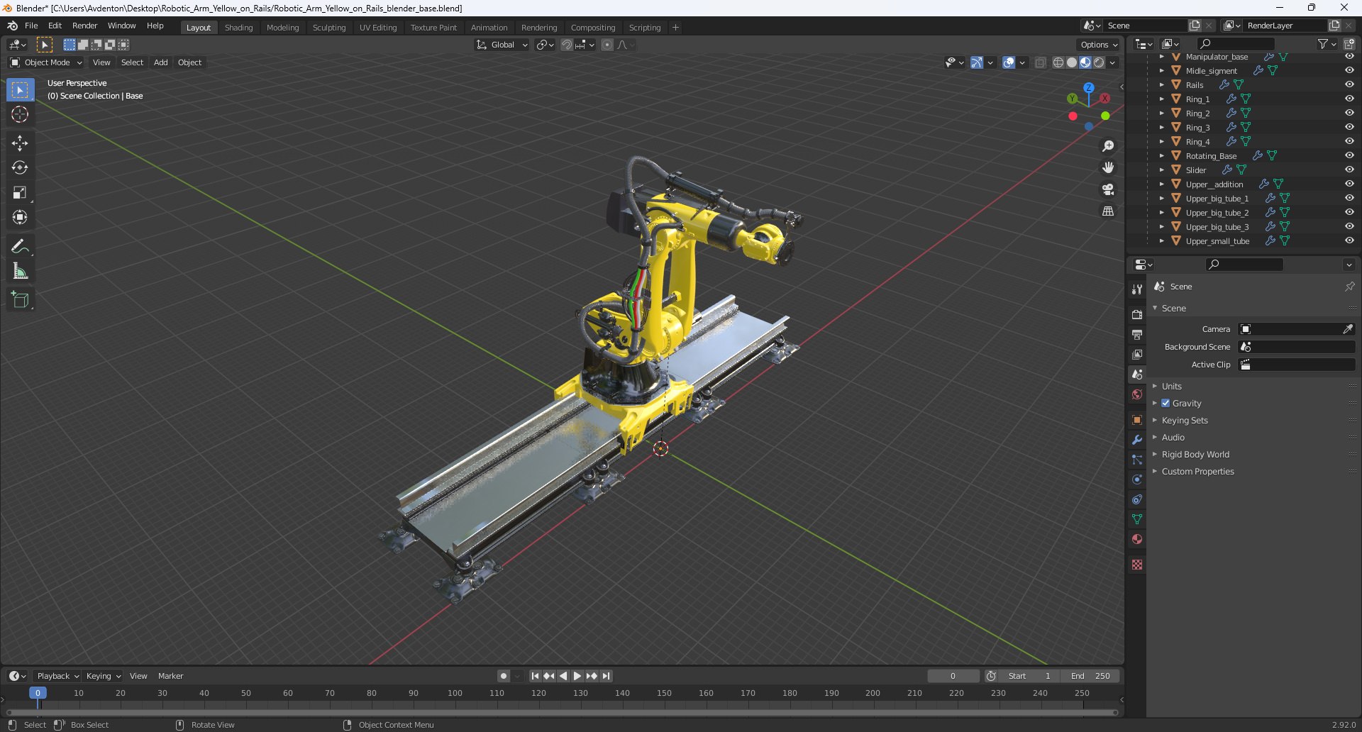 Robotic Arm Yellow On Rails 3D Model - TurboSquid 2300577