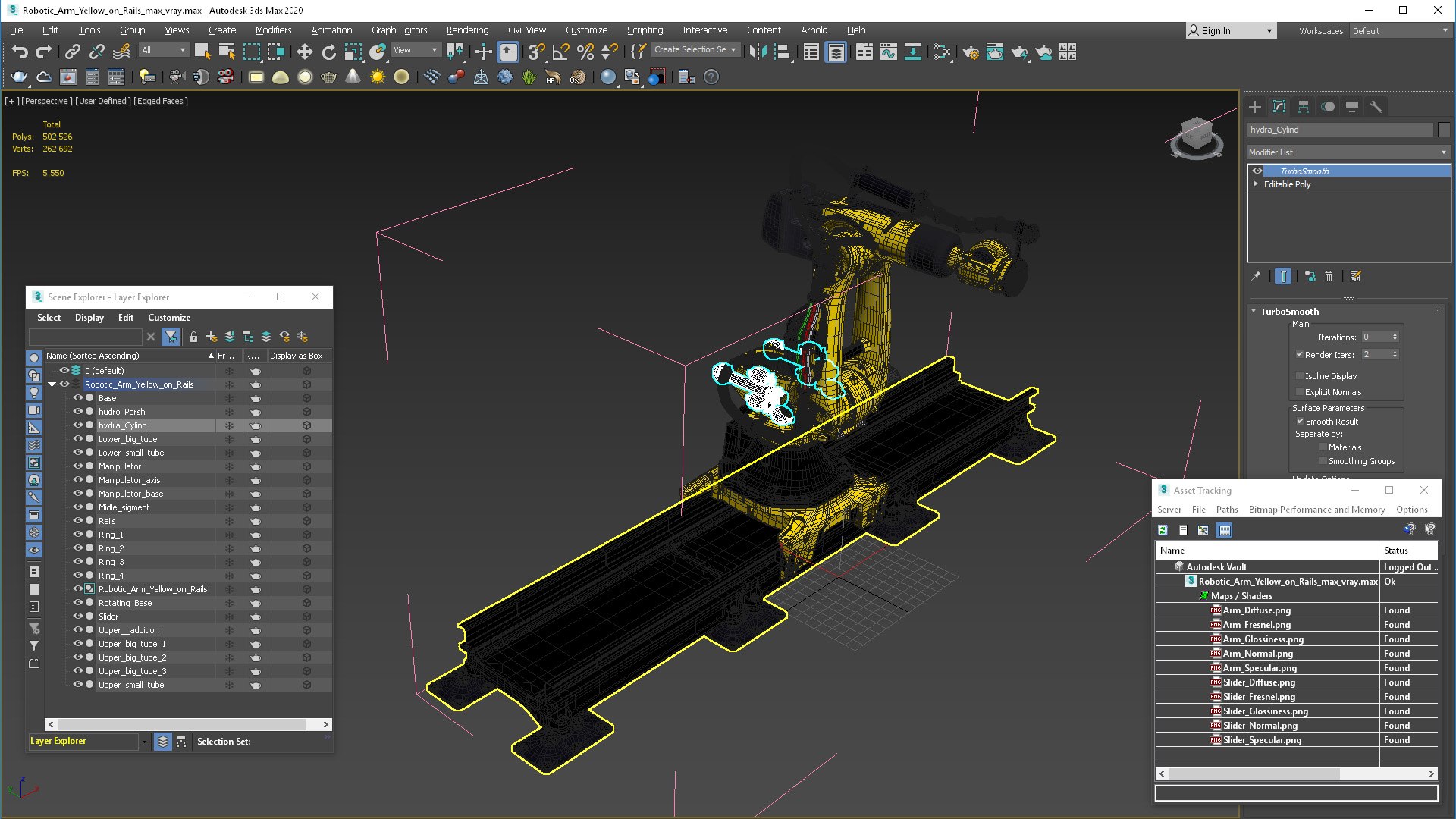 Robotic Arm Yellow On Rails 3D Model - TurboSquid 2300577