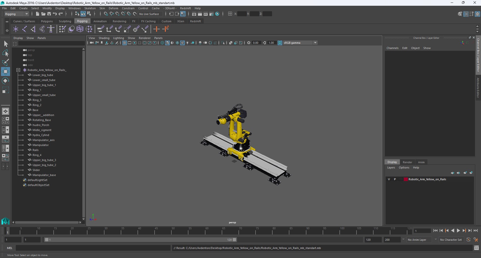 Robotic Arm Yellow On Rails 3D Model - TurboSquid 2300577