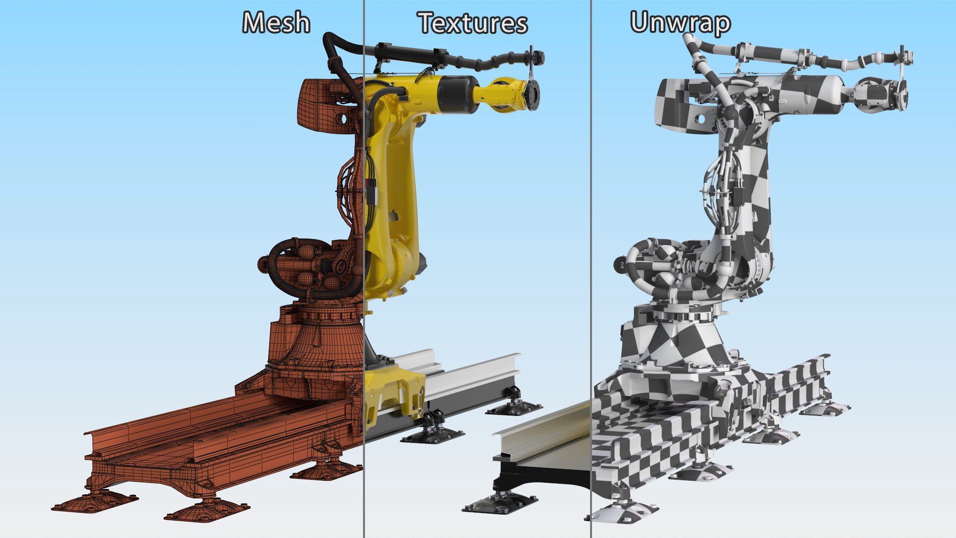 Robotic Arm Yellow On Rails 3D Model - TurboSquid 2300577