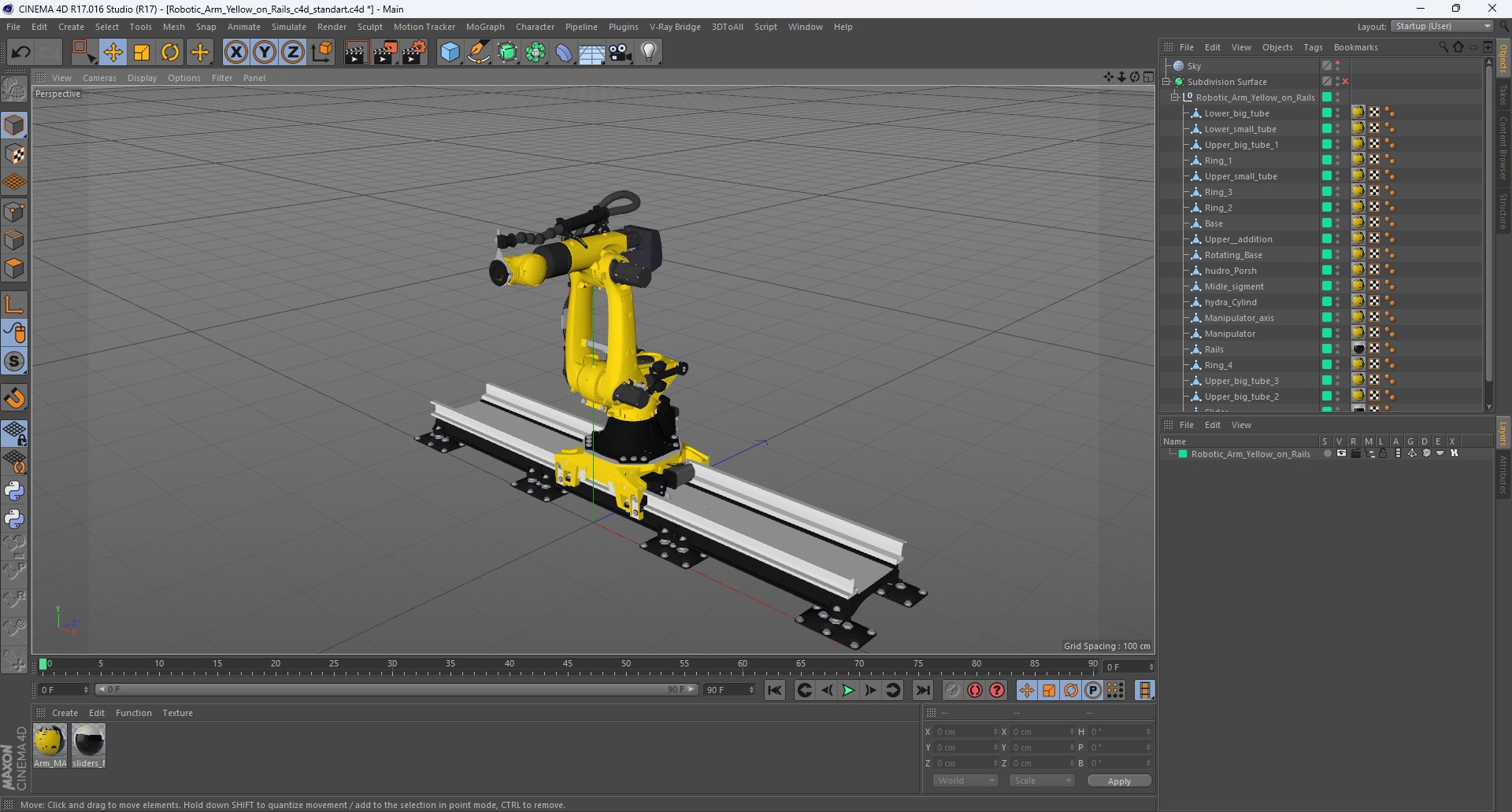 Robotic Arm Yellow On Rails 3D Model - TurboSquid 2300577