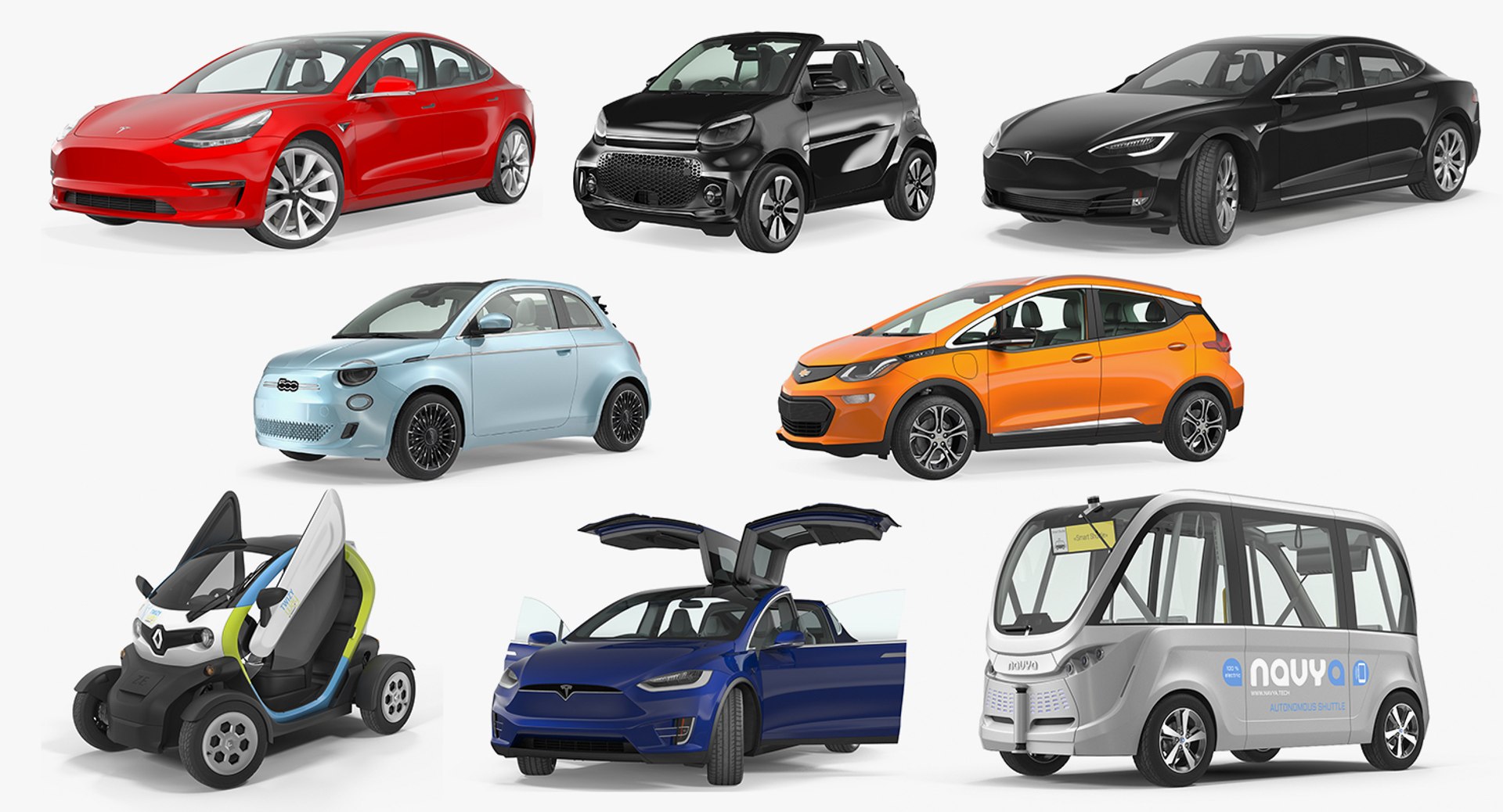 Rigged Electric Cars Collection 2 3D - TurboSquid 1745701