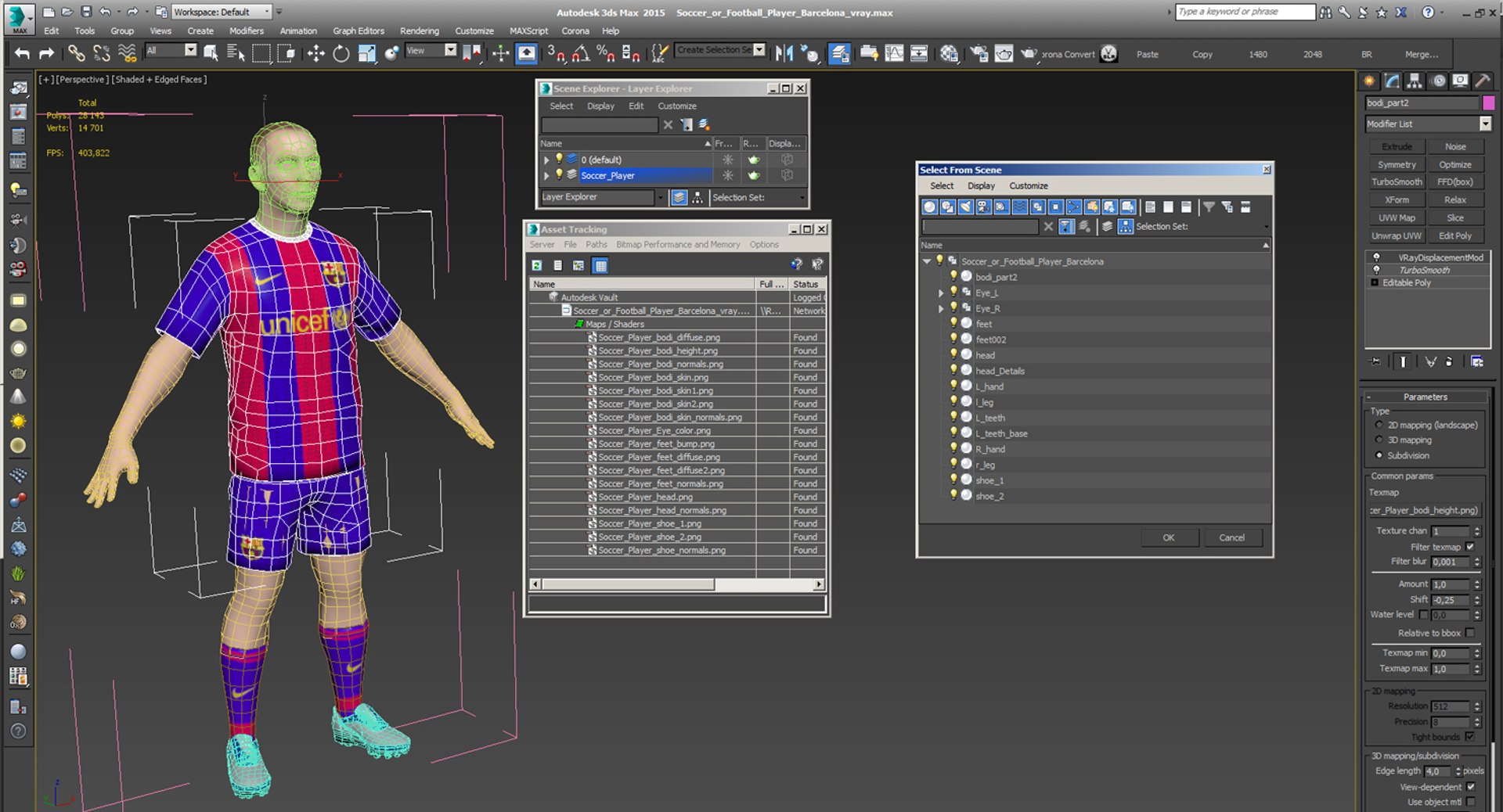Soccer Football Player Barcelona 3D Model - TurboSquid 1304948