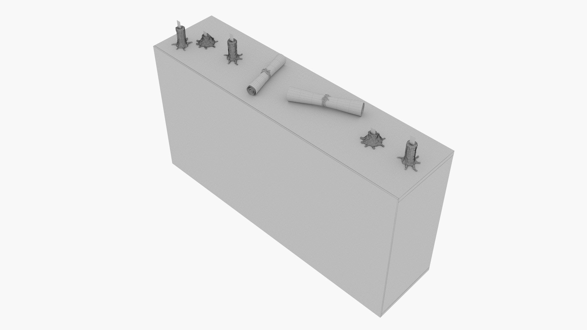 3D Old shelf with scrolls and candles model - TurboSquid 2050765