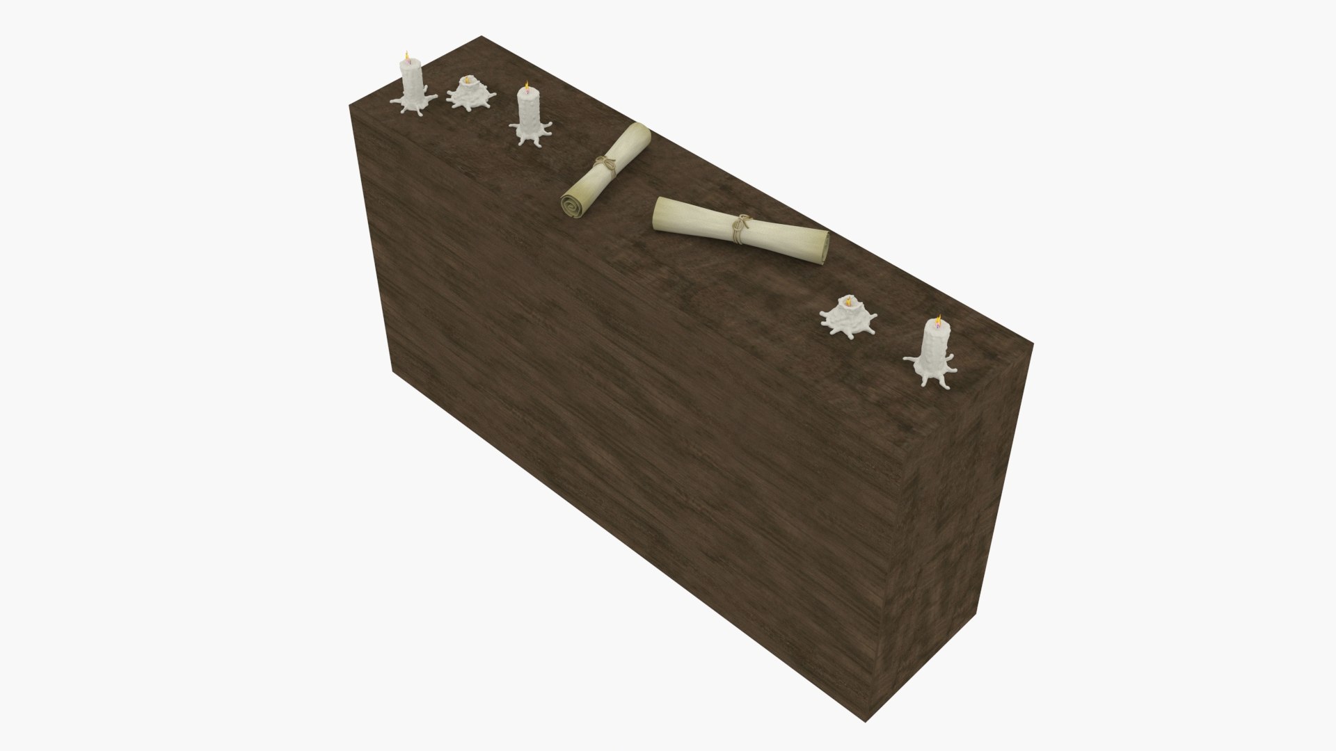 3D Old shelf with scrolls and candles model - TurboSquid 2050765