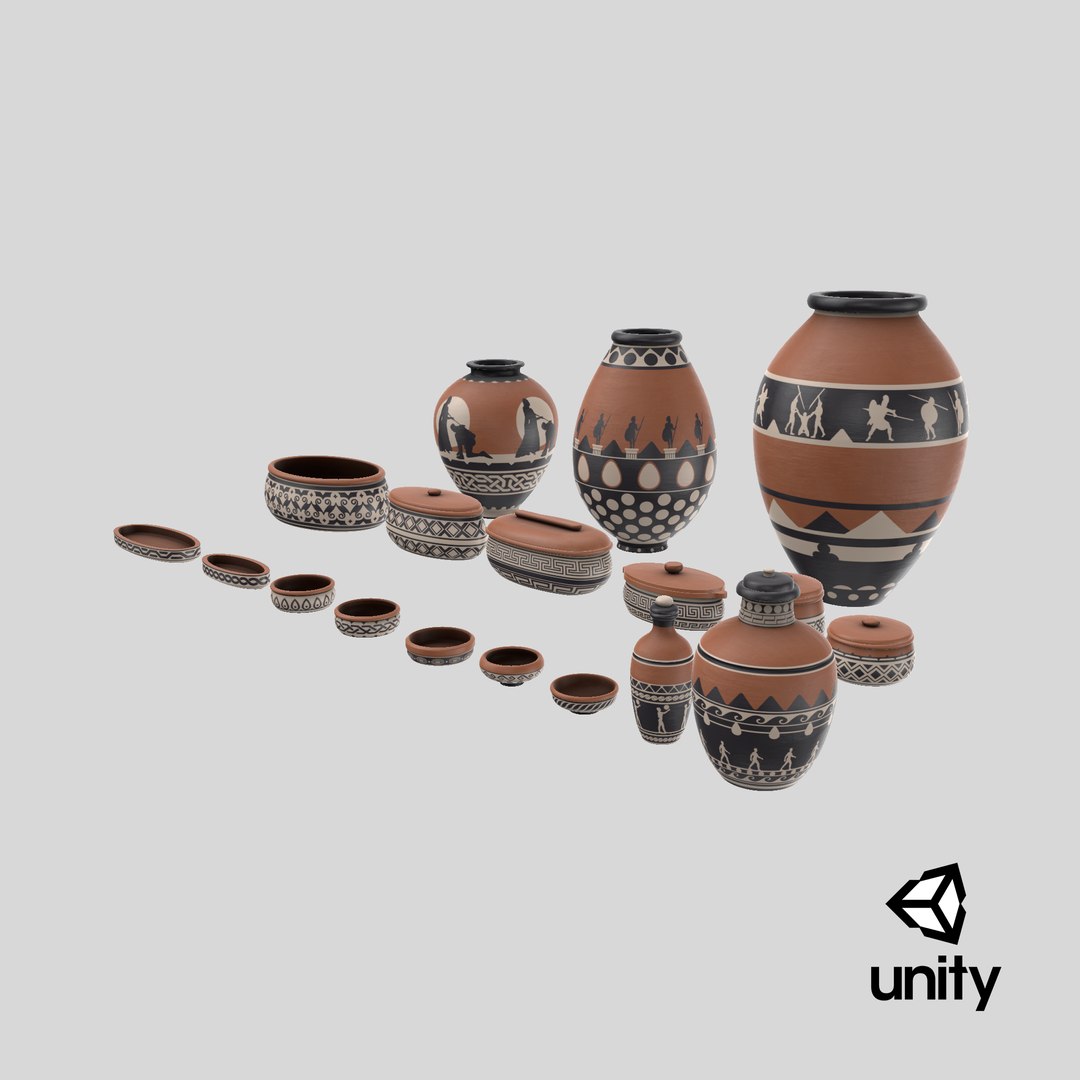Clay Pottery Clean Painted - Clay Pot Painted Bundle 3D Model ...