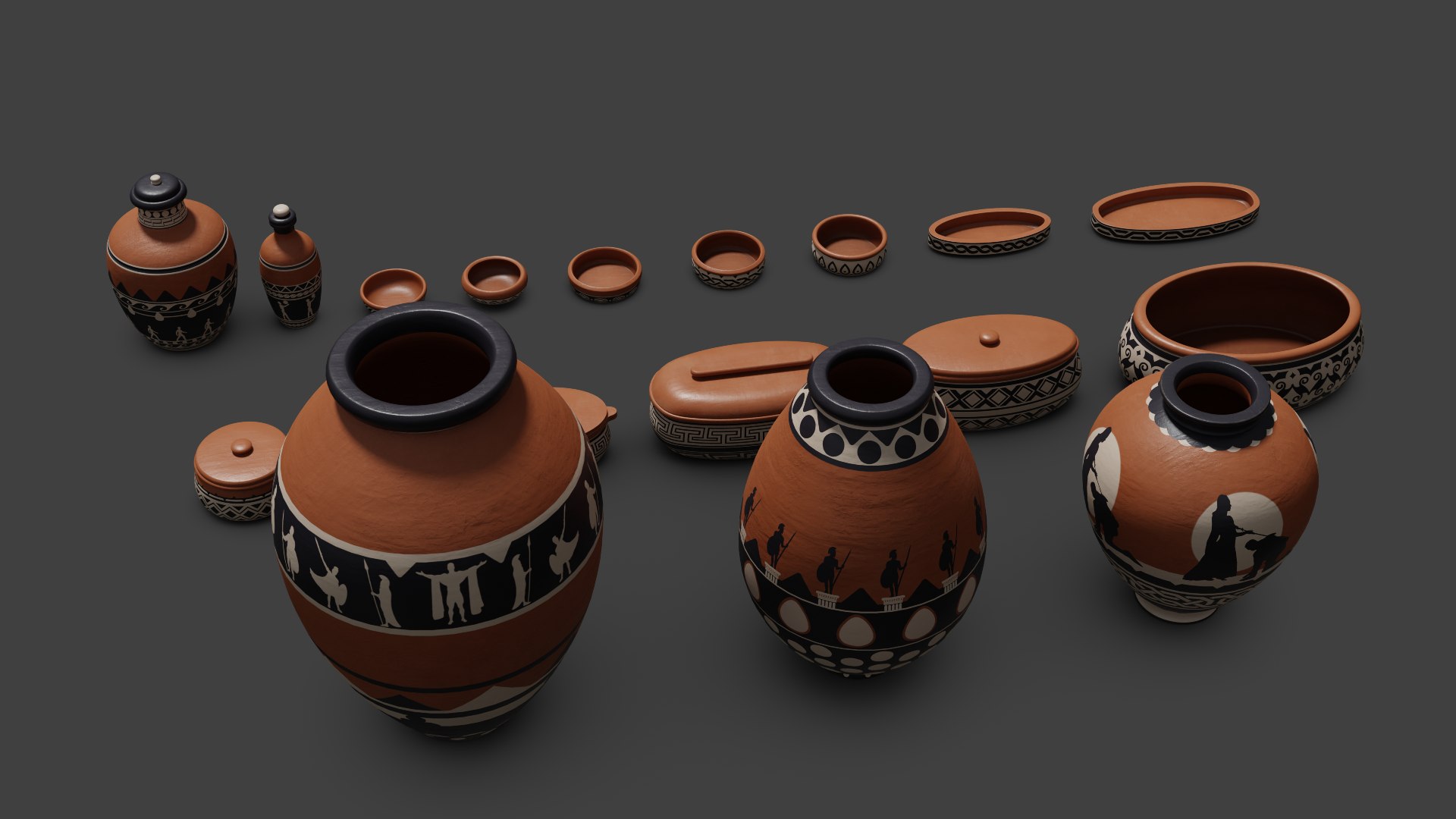 Clay Pottery Clean Painted - Clay Pot Painted Bundle 3D Model ...