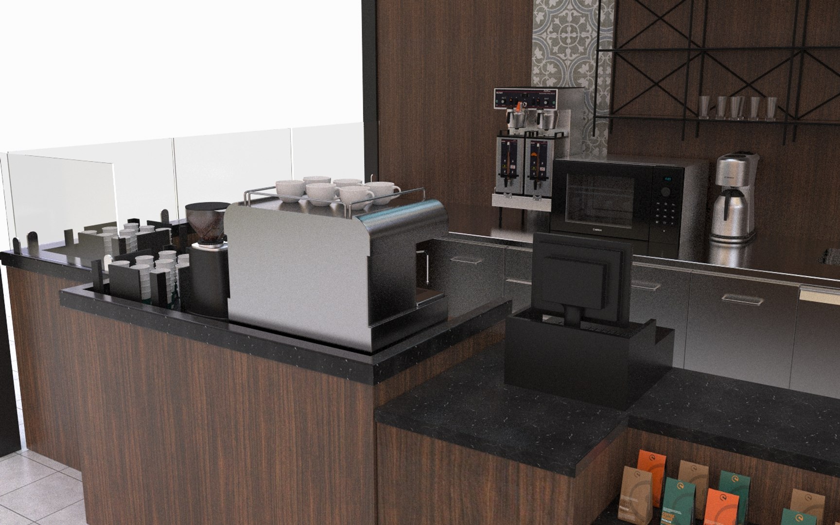 3D Coffee Kiosk Model - TurboSquid 1577076