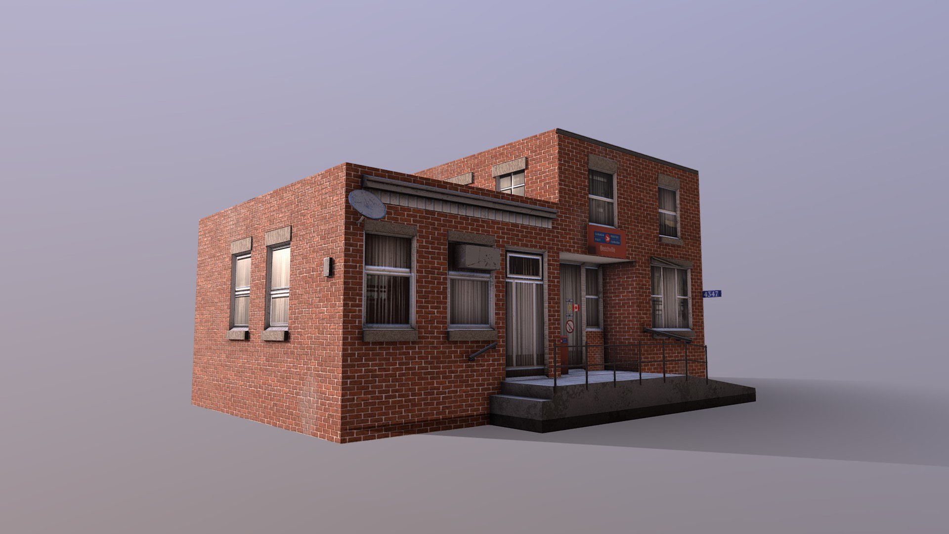 Post Office Building PBR 3D Model - TurboSquid 2145393