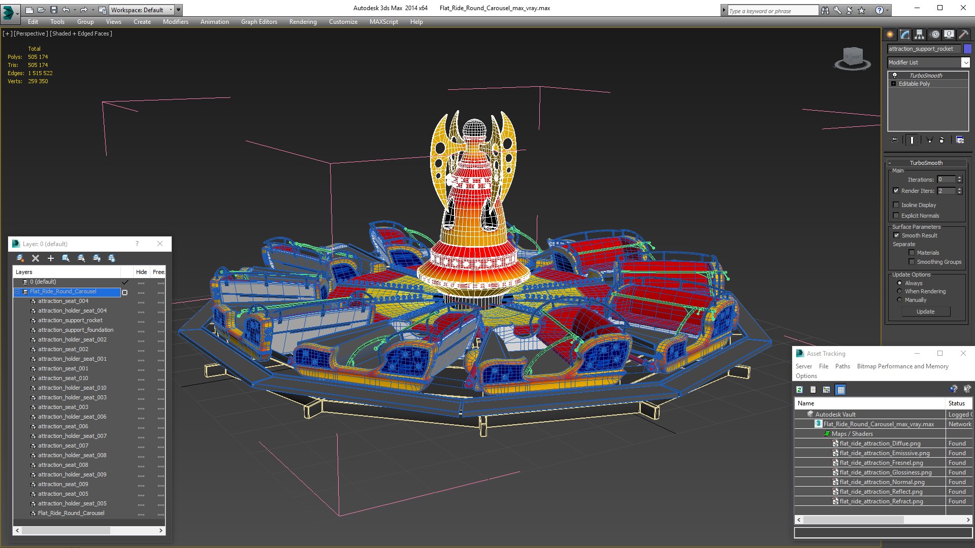 3D Model Flat Ride Round Carousel - TurboSquid 1883190