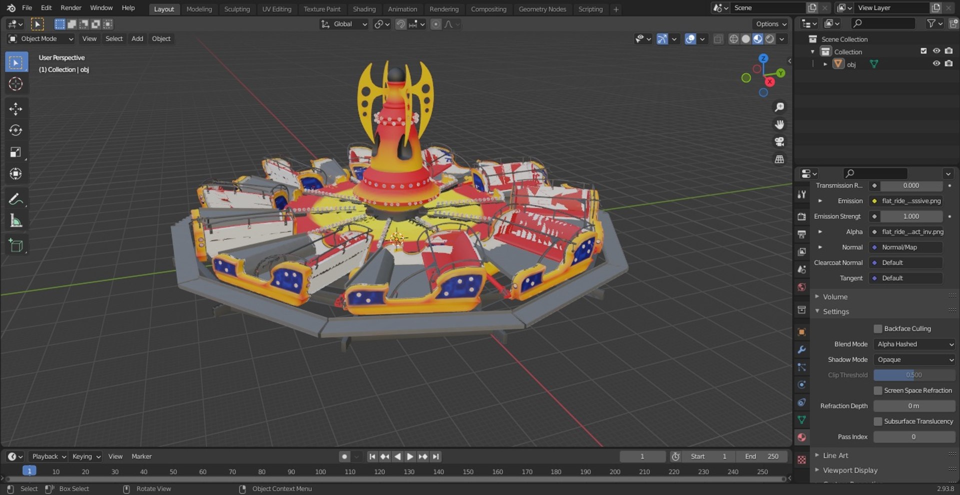 3D Model Flat Ride Round Carousel - TurboSquid 1883190
