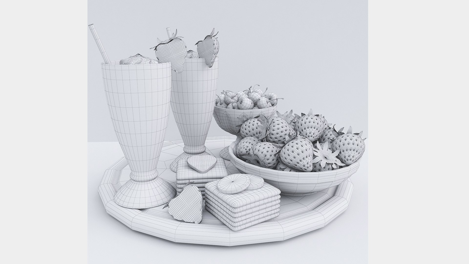 3D Model Strawberry Summer Set - TurboSquid 1900000