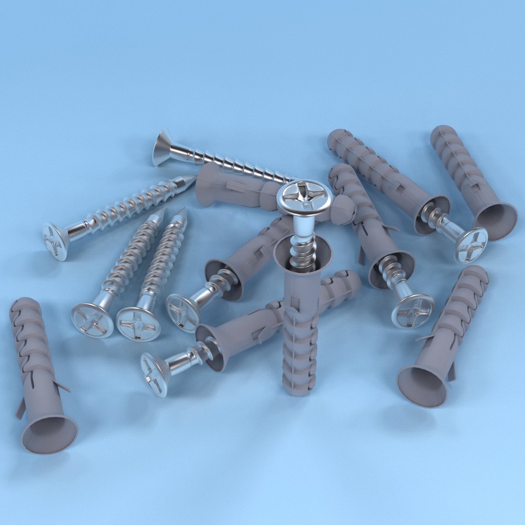 3d model of screw dowel