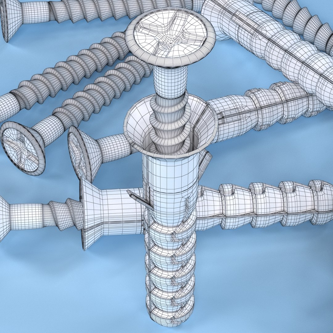 3d model of screw dowel