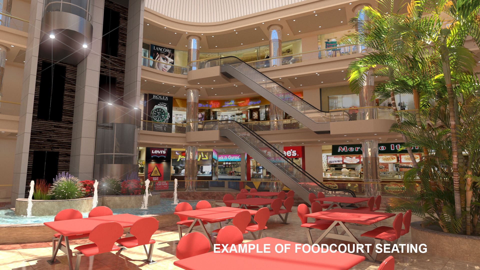 3D Foodcourt Seating Model - TurboSquid 1467477