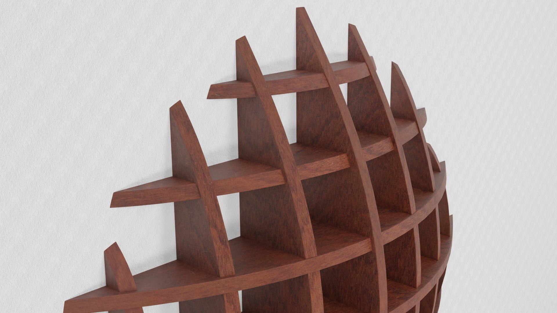 3D Wooden Bookshef Spherical Style Furniture 3D Model Model ...
