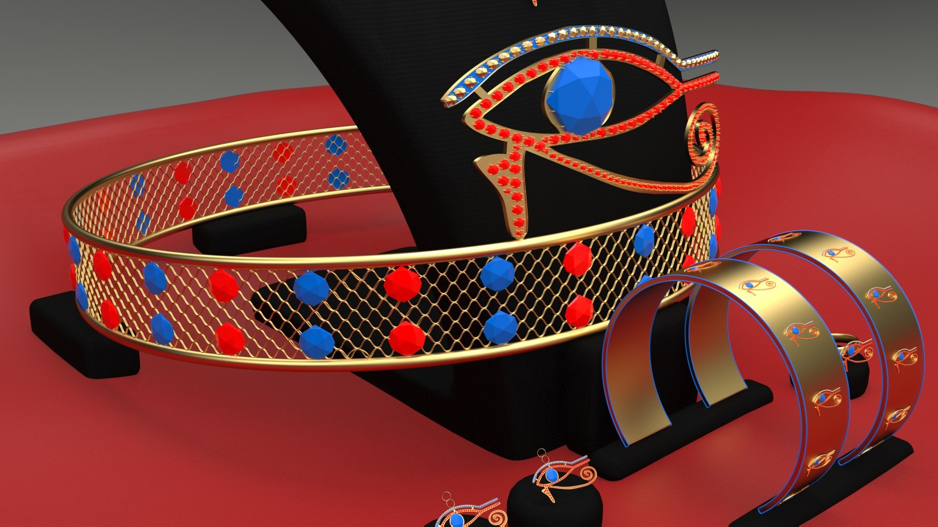 Horas Eye Jewellery Set 3D Model - TurboSquid 1477000